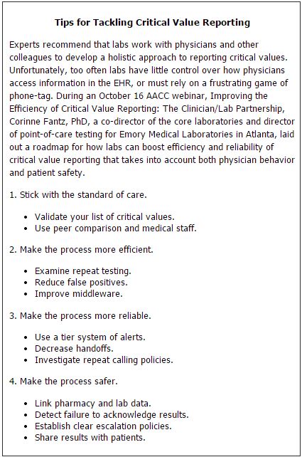 The Dilemma Surrounding Critical Value Reporting | myadlm.org